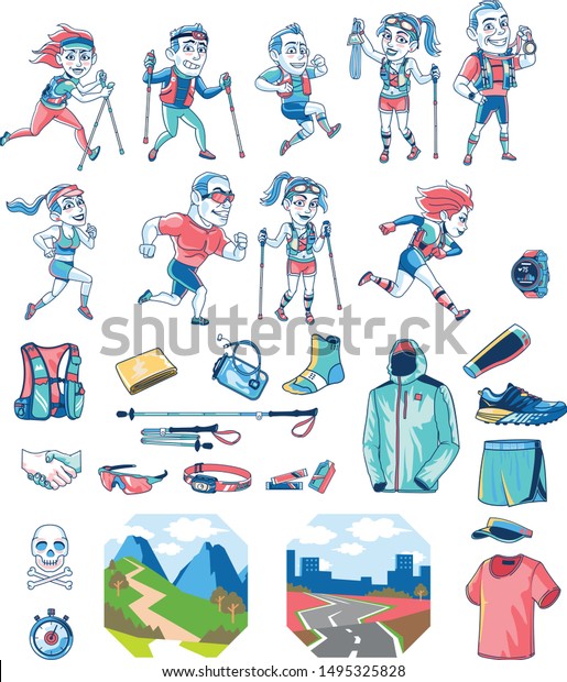 Trail Running Info graphics Illustration Concept