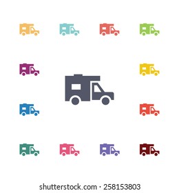 Trailer Flat Icons Set Open Colorful Stock Vector (Royalty Free ...