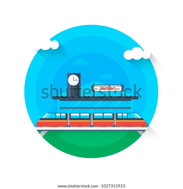 Train Cartoon Style Front View Flat Stock Vector (Royalty Free ...
