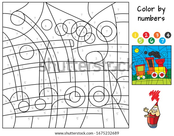 Train Color By Numbers Coloring Book Stock Vector (Royalty Free ...