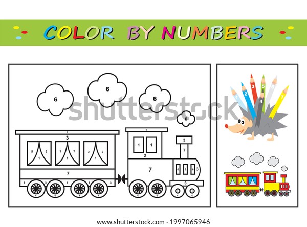 Train Coloring Book Color By Numbers Stock Vector (Royalty Free ...