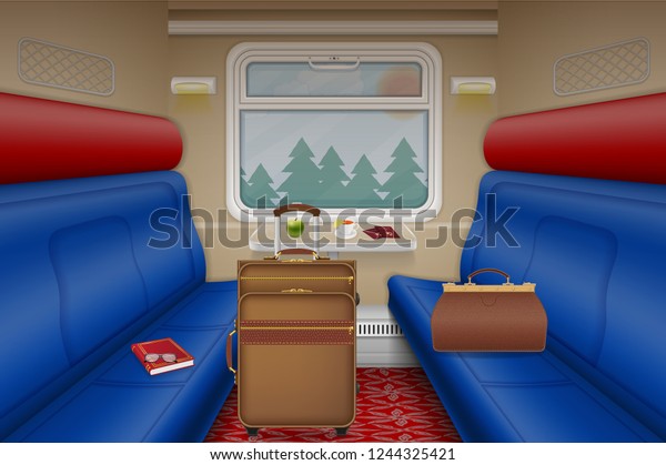 Train Compartment Inside View Vector Illustration Stock Vector (Royalty ...