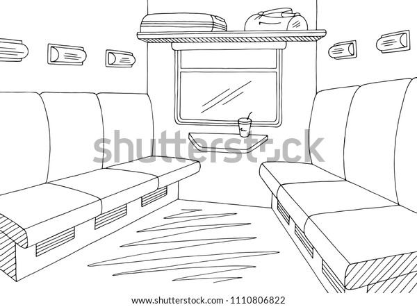 Train Interior Graphic Black White Sketch Stock Vector (Royalty Free ...