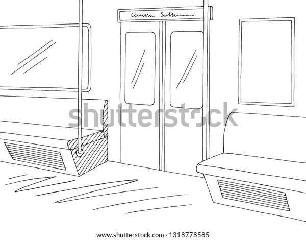 Train Interior Graphic Metro Subway Sketch Stock Vector (Royalty Free ...