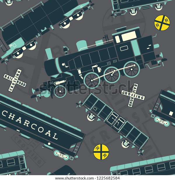Train Locomotive Seamless Pattern Background Wallpaper Stock Vector ...