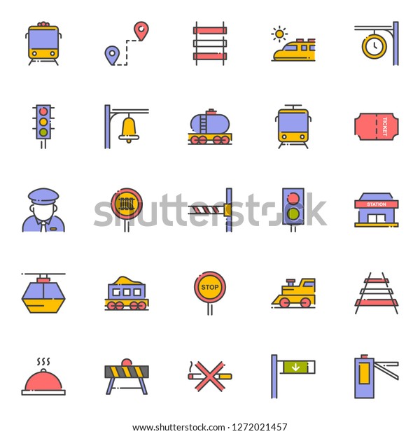 Train Railway Icons Pack Isolated Train Stock Vector (Royalty Free ...