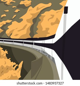 Train Takes Turn Vintage Vector Illustration Stock Vector (Royalty Free ...