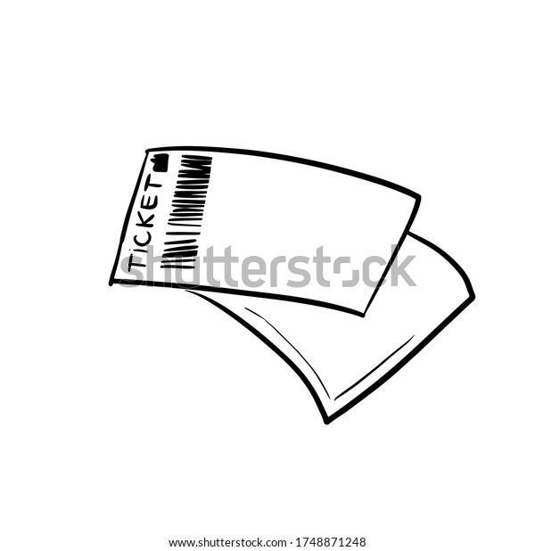 Train Ticket Hand Drawn Outline Doodle Stock Vector (Royalty Free ...