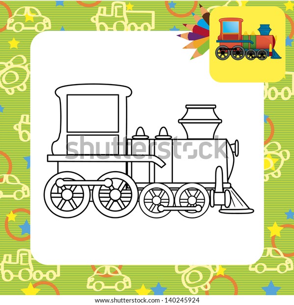 Train Toy Coloring Page: เวกเตอร์สต็อก (ปลอดค่าลิขสิทธิ์) 140245924 ...