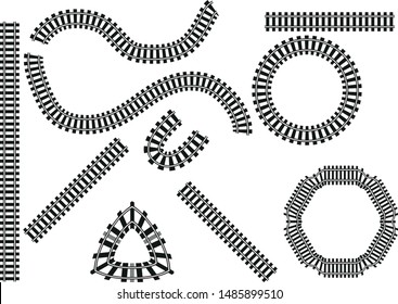 Set Railroad Tracks Different Shapes Straight Stock Vector (Royalty ...
