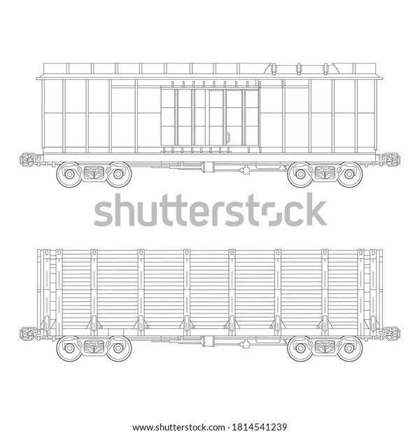 Train Wagon Scheme Outline Vector Stock Vector (Royalty Free ...