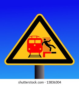 Train Warning Sign On Blue Illustration Stock Illustration 20057644