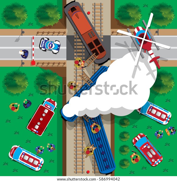 Train Wreck View Above Vector Illustration Stock Vector (Royalty Free ...