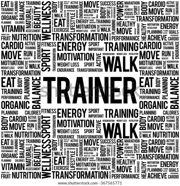 Trainer Word Cloud Background Health Concept: เวกเตอร์สต็อก (ปลอดค่า ...