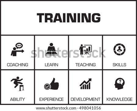 Vetor stock de Training Chart Keywords Icons On Yellow (livre de ...