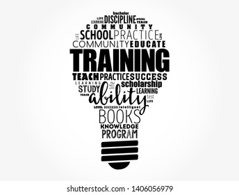Training Light Bulb Word Cloud Collage Stock Vector (Royalty Free ...