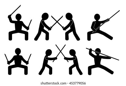 Stick Man Fighting with Swords: ilustraciones, imágenes y vectores de ...