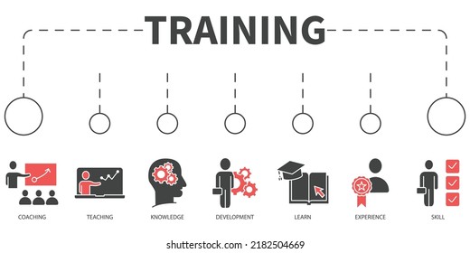 Training Vector Illustration Concept Banner Icons Stock Vector (Royalty ...