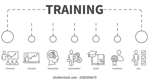 Training Vector Illustration Concept Banner Icons Stock Vector (Royalty ...