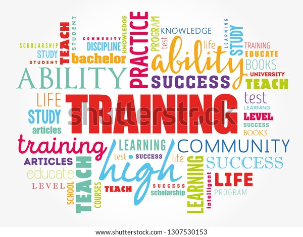 Training Word Cloud Collage Education Concept: เวกเตอร์สต็อก (ปลอดค่า ...