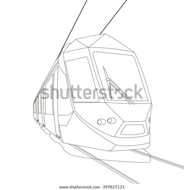 Tram Outline Coloring Vector Illustration Stock Vector (Royalty Free ...