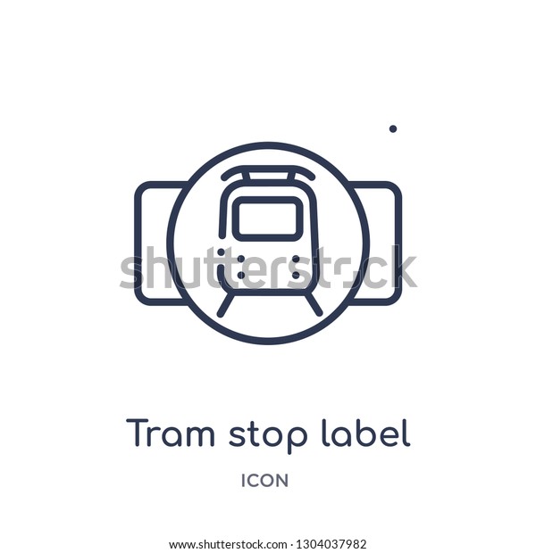 Tram Stop Label Icon Transport Outline Stock Vector (Royalty Free ...
