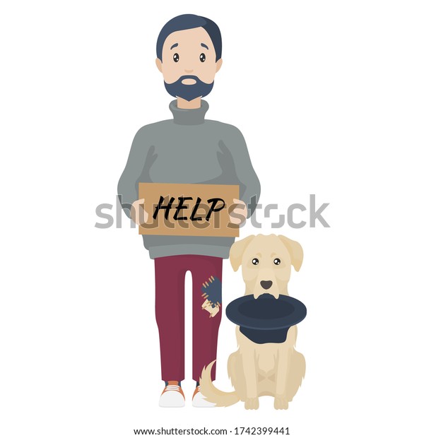 Tramp Poor Homeless Man Dog Illustration Stock Vector (Royalty Free ...