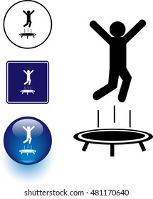 Trampoline Jumping Symbol Sign Button Stock Vector (Royalty Free ...