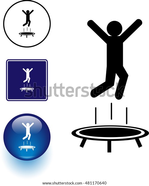Trampoline Jumping Symbol Sign Button Stock Vector (Royalty Free) 481170640