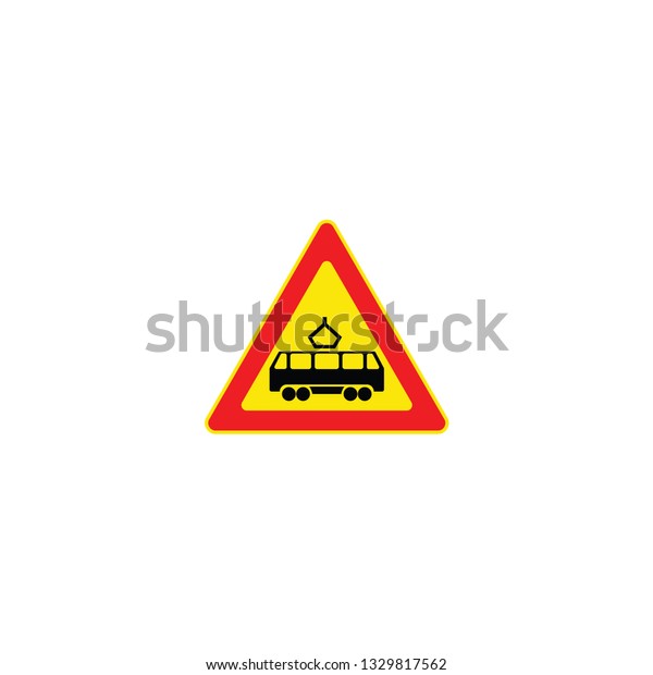 Tramway Warning Sign On White Background Stock Vector (Royalty Free ...