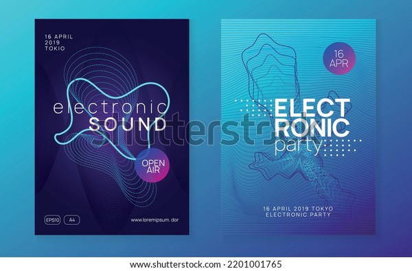 Trance Event Wavy Discotheque Invitation Set Stock Vector (Royalty Free ...