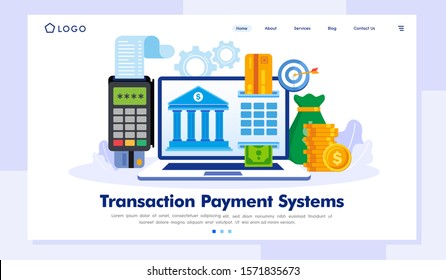 Transaction Payment Systems Landing Page Website Stock Vector (Royalty ...
