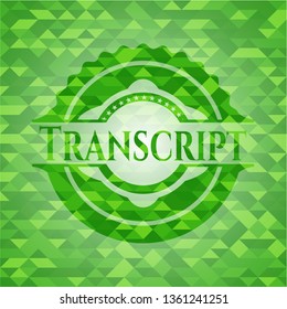 Transcript Realistic Green Emblem Mosaic Background Stock Vector ...