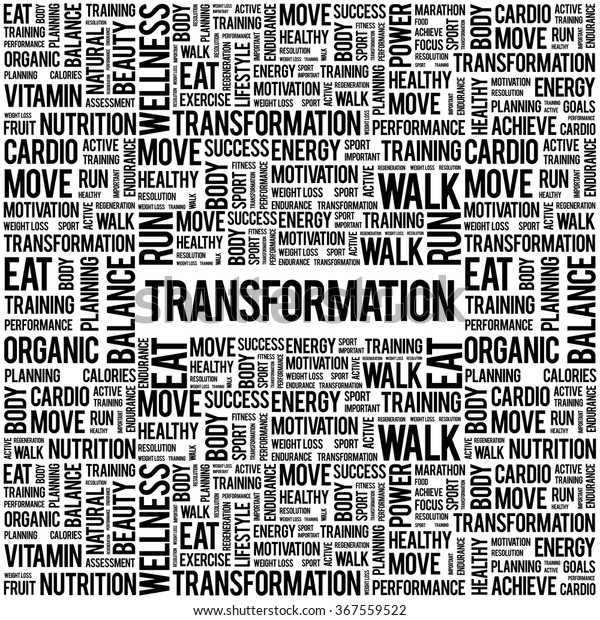 Transformation Word Cloud Background Health Concept: vector de stock ...