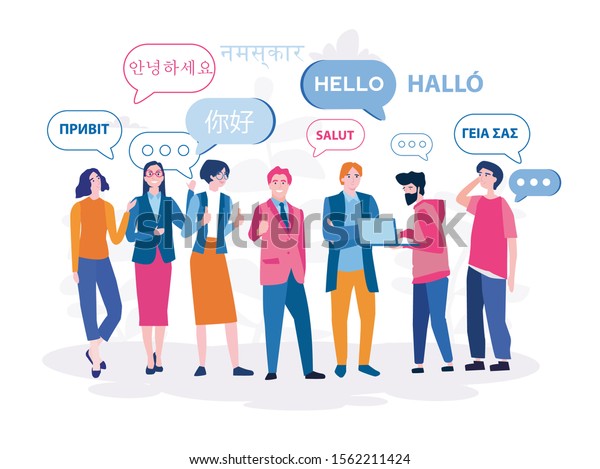 Translation Application Multilingual Greeting People Different Stock ...