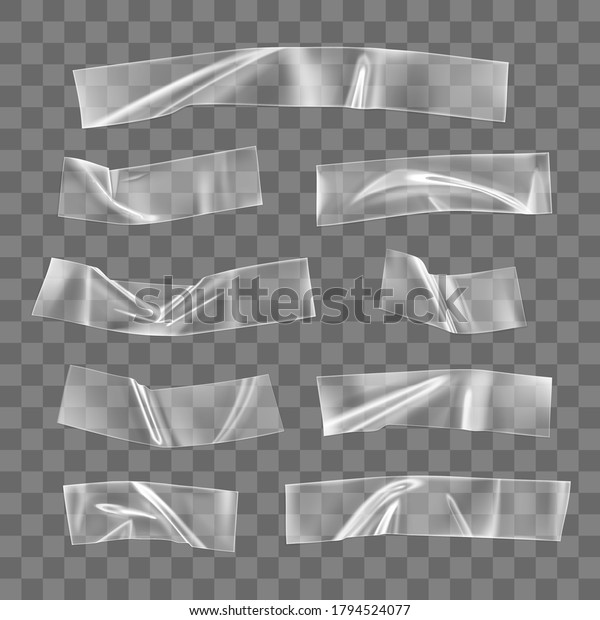 Transparent Adhesive Plastic Tape Set Isolated Stock Vector (Royalty ...