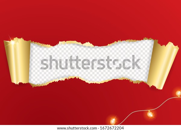 Transparent Background Gold Torn Paper Horizontal Stock Vector (Royalty ...
