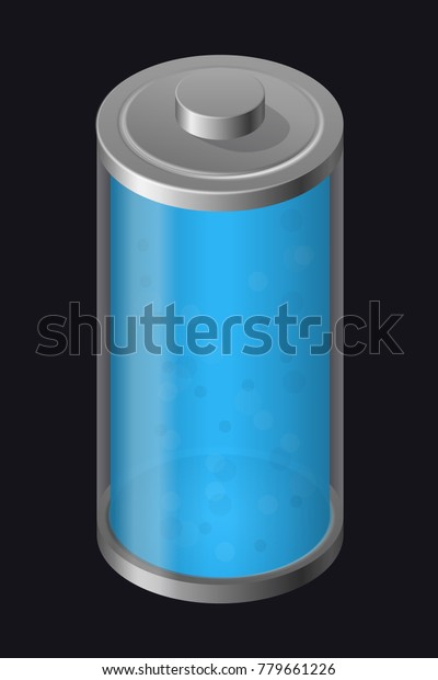 Transparent Glass Battery Light Blue Color Stock Vector (Royalty Free ...