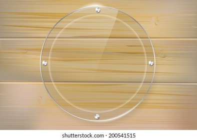 Transparent Glass Circle Frame On Wooden Stock Vector (Royalty Free ...