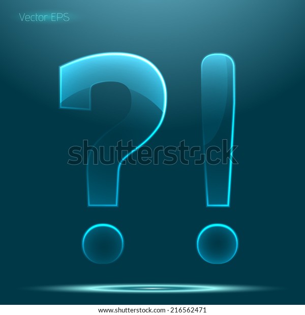 Transparent Glass Exclamation Question Mark Symbol Stock Vector ...