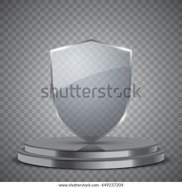 Transparent Glass Shield On Podium Vector: vector de stock (libre de ...