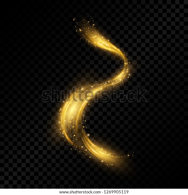 Transparent golden light effect isolated on dark background