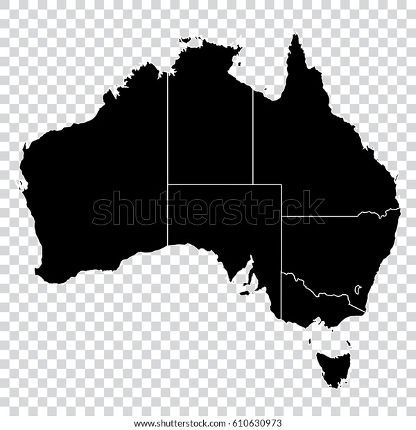 Transparent High Detailed Black Map Australia Stock Vector (Royalty ...