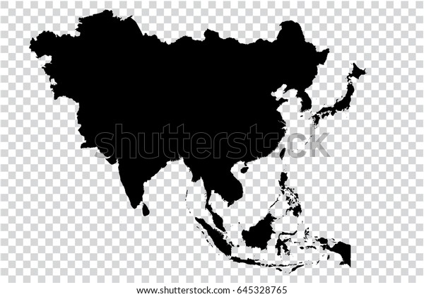 Transparent High Detailed Black Map Asia Stock Vector (Royalty Free ...