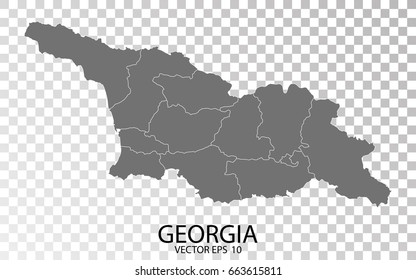 Transparent High Detailed Grey Map Georgia Stock Vector (Royalty Free ...