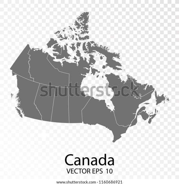 Transparent High Detailed Grey Map Canada Stock Vector (Royalty Free ...