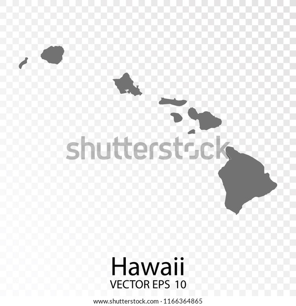 Transparent High Detailed Grey Map Hawaii Stock Vector (Royalty Free ...