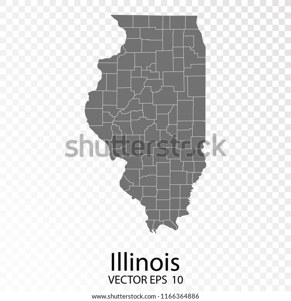 Transparent High Detailed Grey Map Illinois Stock Vector (Royalty Free ...