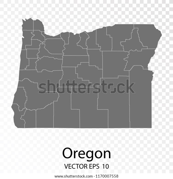 Transparent - High Detailed Grey Map of Oregon. Vector Eps10.