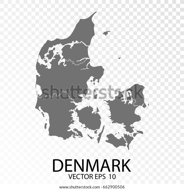 Transparent High Detailed Grey Map Denmark Stock Vector (Royalty Free ...